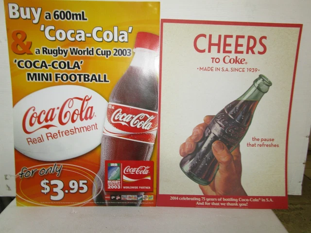 COCA COLA POSTERS. rugby world cup 2003 and cheers to coke cardboard ...