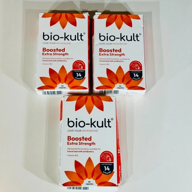 3 PACKS BIO-KULT Boosted Extra Strength 90 Capsules Slight Packaging ...