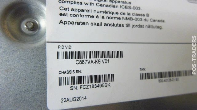 CISCO 887VA V01 Integrated Services Router 4-Ports EXCL PSU ...