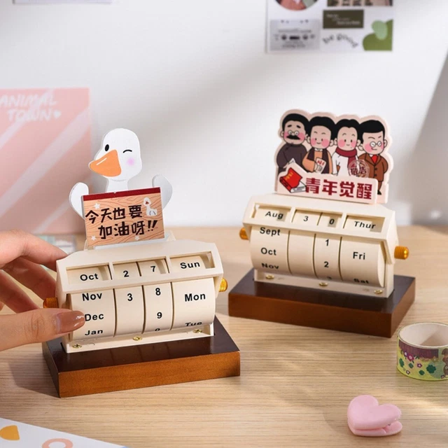 OFFICE DECOR PERPETUAL Calendar Rotary Desk Calendar Wheeling Calendar ...