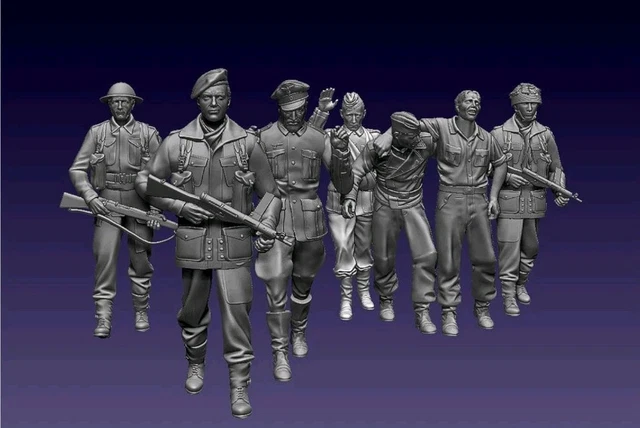 WW2 BRITISH WITH Captured German Soldiers Diorama Full Set 1:32 Resin ...