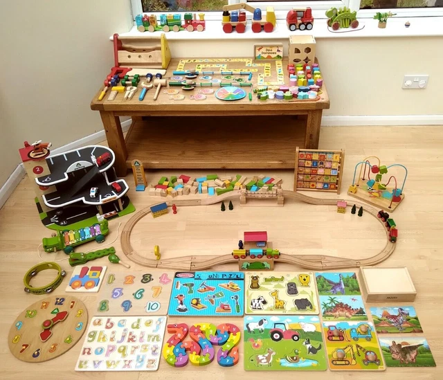VERY LARGE WOODEN toy bundle Montessori educational preschool toddler ...
