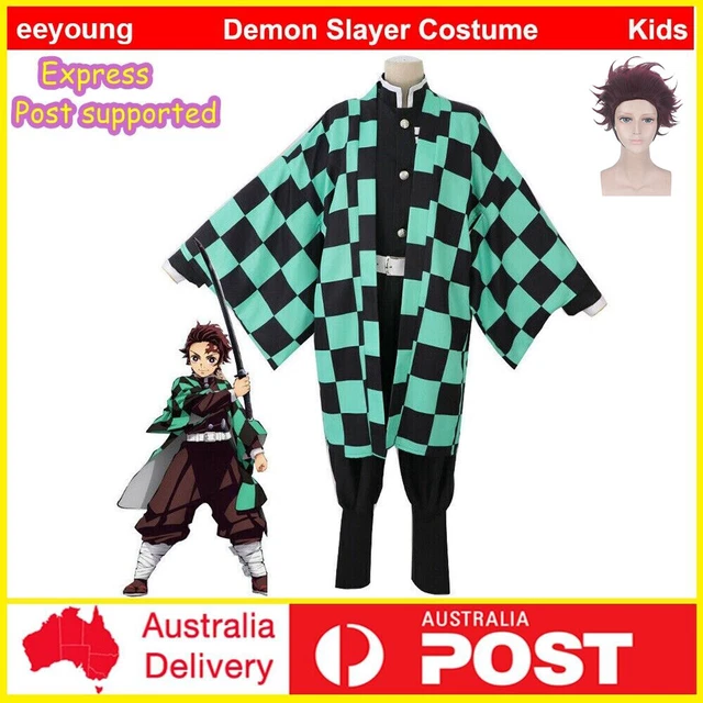 KIDS DEMON SLAYER Kamado Tanjiro Cosplay Costume Boys Book Week Kimono ...