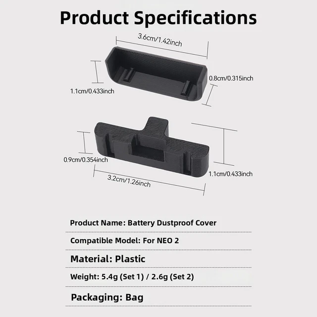 SECURE DUST COVER for DJI NEO 2 Battery Protects from Dirt and Short ...