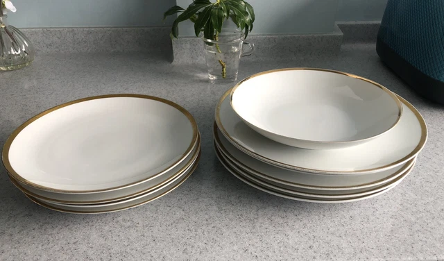 THOMAS GERMANY WHITE-GOLD Porcelain Plates 5 x 9.5" 4 x 8.5" and bowl £ ...