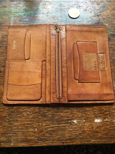 VINTAGE 50/60S BIFOLD GOLDEN BROWN REAL PIGSKIN LEATHER WALLET MADE IN ...