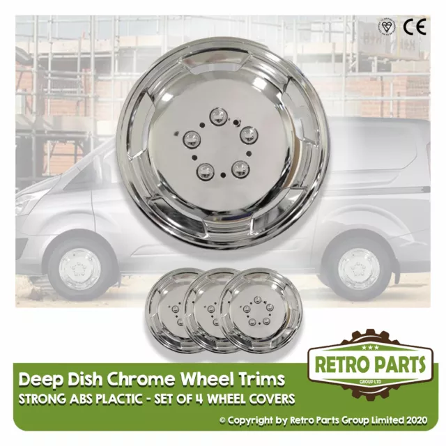 15 INCH CHROME Deep Dish Van Wheel Trims for Iveco Vans Hub Caps Covers ...