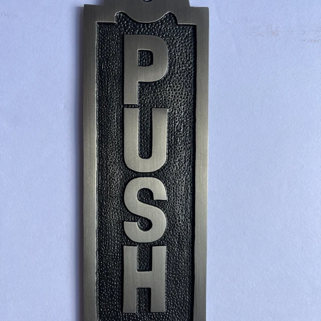 SOLID BRASS “PUSH” Door Sign Antique Brushed Nickel 7” X 2” Hardware ...