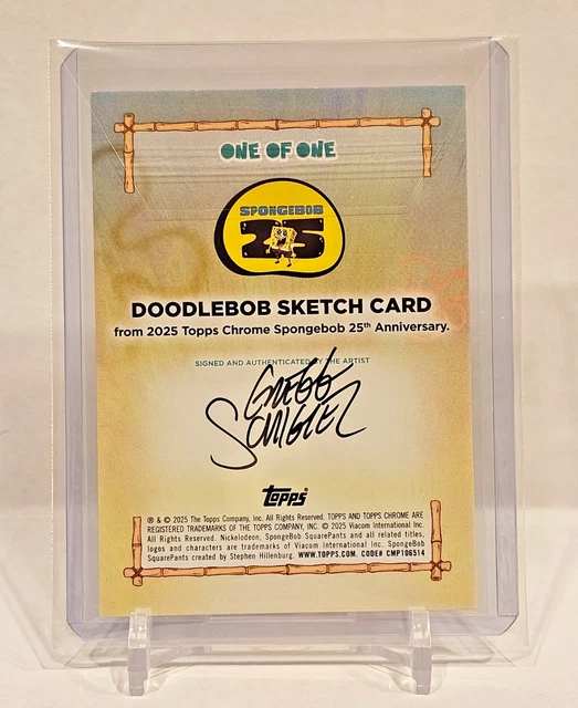 2025 TOPPS CHROME SpongeBob 25th Anniversary 1/1 Doodlebob Sketch Card ...