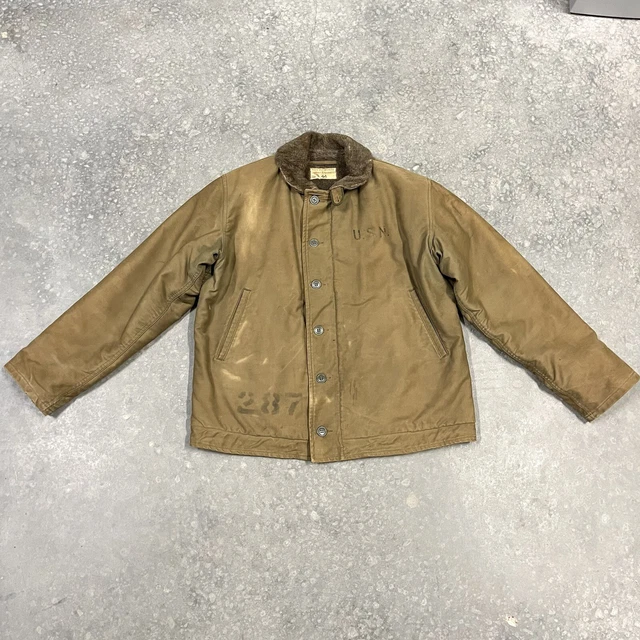 VINTAGE 1940S WWII N-1 Deck Jacket USN Stenciled SZ 44 US NAVY ...
