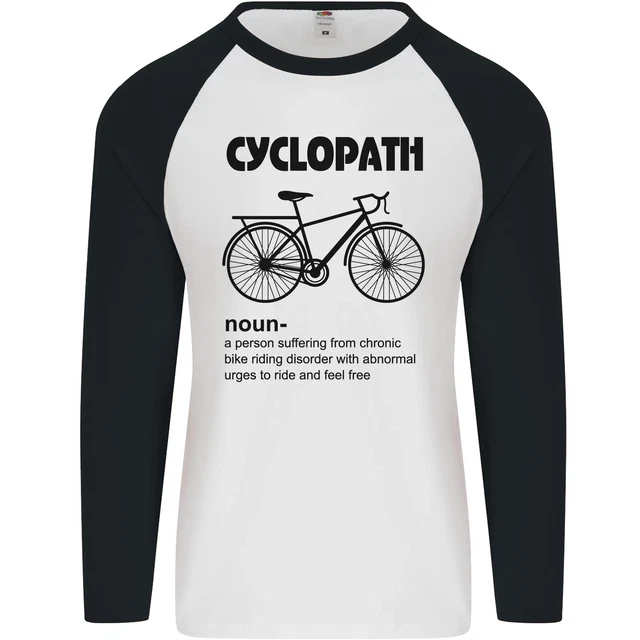 CYCLOPATH DRÔLE CYCLISME Cycliste Bicyclette Mens L/S Baseball T-Shirt ...