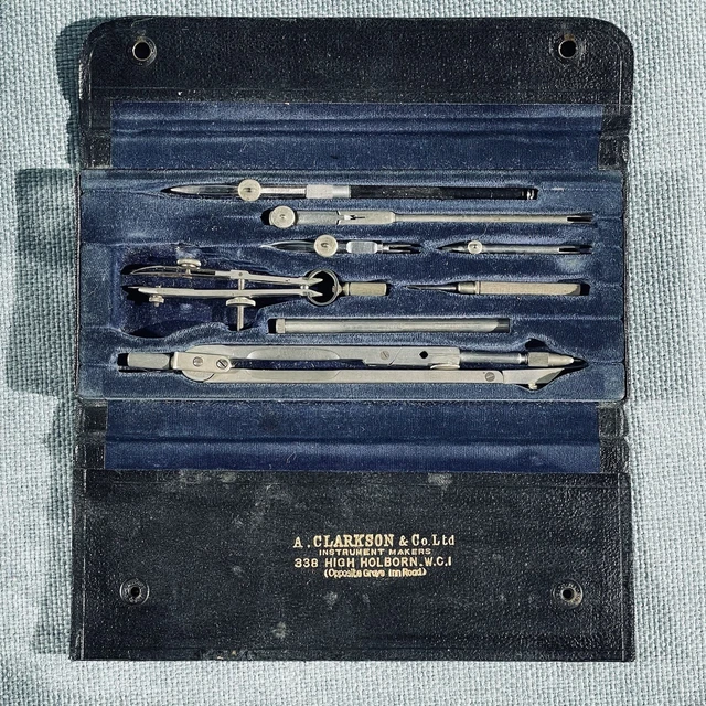 VINTAGE TECHNICAL DRAWING compass set By A.Clarkson&Co Excellent ...