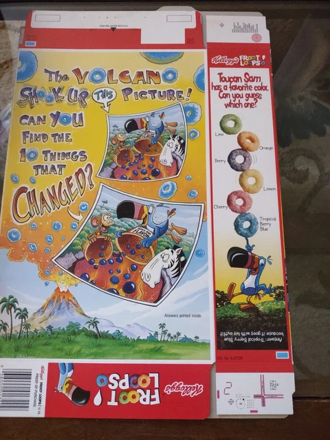 VINTAGE KELLOGGS 1996 Froot Loops Cereal Empty Unused Flat Box ~Berry ...