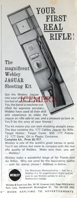 WEBLEY 'JAGUAR' 0.177 Air Rifle Shooting Kit 1968 ADVERT PRINT #1 £2.97 ...