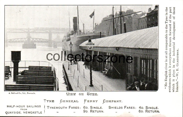 NEWCASTLE TYNE GENERAL Ferry Co Advertising postcard Original Circa ...