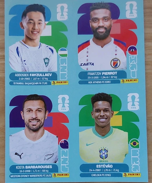 PANINI WORLD CUP 2026 Sticker Lot 4x Fayzullaev Pierrot Barbarouses ...