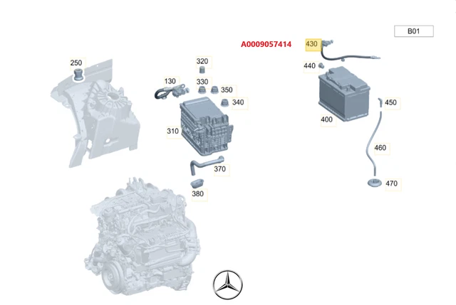 GENUINE MERCEDES-BENZ A0009057414 Minus Line with Battery Sensor GLC ...