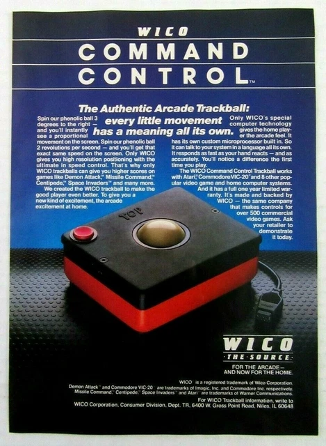1983 WICO COMMAND Control Trackball For ATARI Magazine Ad $12.99 - PicClick
