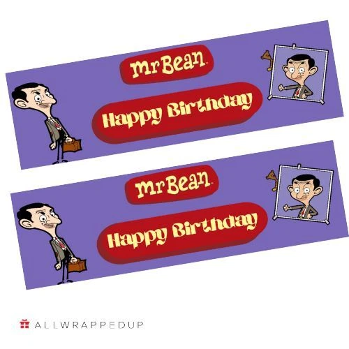 2X UNOFFICIAL PERSONALISED Mr Bean Happy Birthday banners,1mx30cm ...