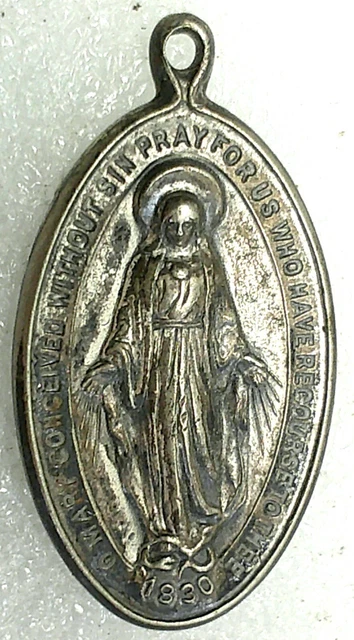 ANTIQUE 1830 MIRACULOUS Medal Virgin Mary Pendant Catholic Religious ...