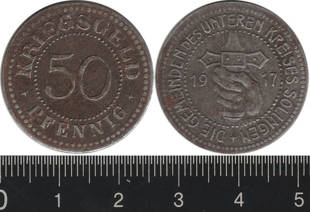 GERMANY: 1917 50 Pfennig Solingen Kriegsgeld Prussia 50pf Notgeld $9.99 ...