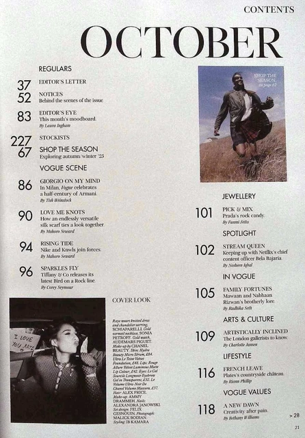 VOGUE UK OCTOBER 2025 RAYE Lando Norris CECIL BEATON Libby Bennett ...