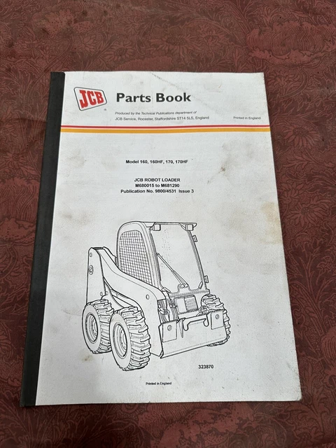 JCB 160, 160HF, 170HF Robot Loader Parts List Book Manual Paper Genuine ...