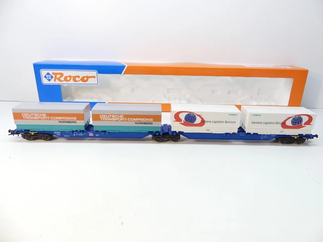 ROCO H0 47102 Containertragwagen-Paar, DB, DC, NEM, NEU in OVP #55310 ...