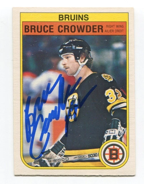 1982 O-PEE-CHEE BRUCE Crowder carte signée hockey NHL AUTO #9 Boston ...