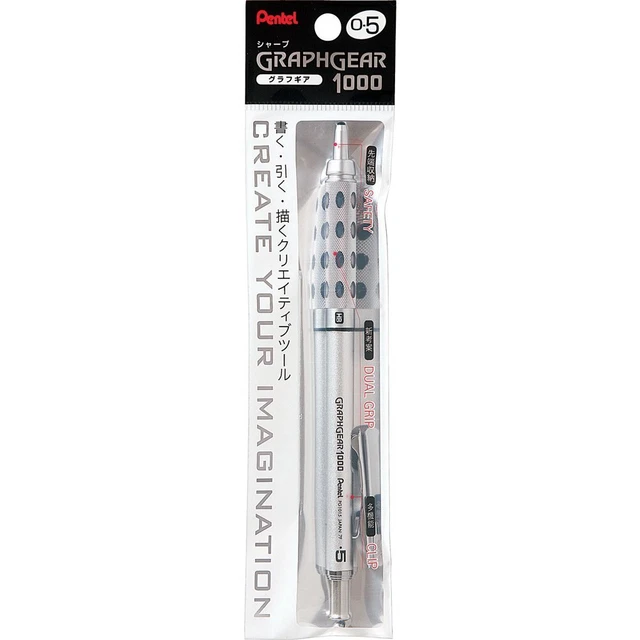 PENTEL PACKAGED GRAPH Gear 1000 Automatic Drafting Pencil, 0.5mm, Grey ...