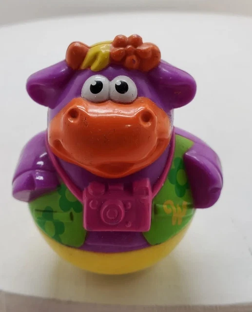PLAYSKOOL WEEBLES WEEBLE Wobble Figure TOURIST COW in GREEN FLOWER ...