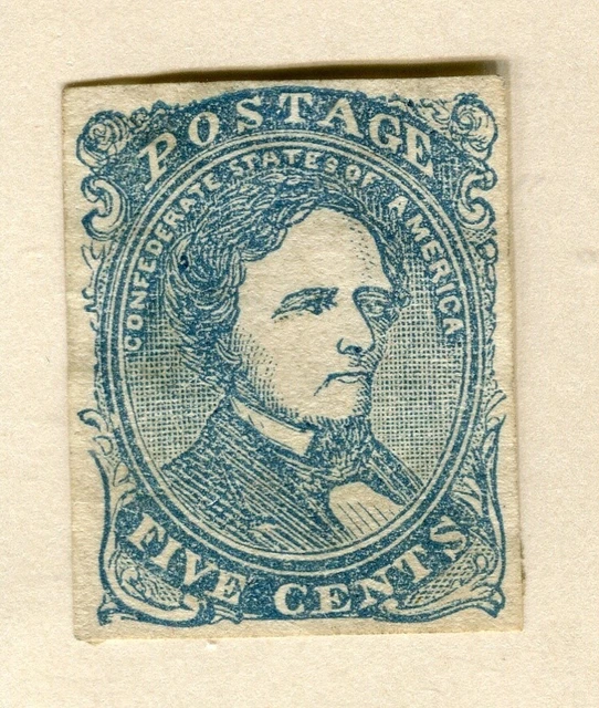 USA CONFEDERATE STATES; Fine forgery of the 1861 Davis Imperf 5c. issue ...