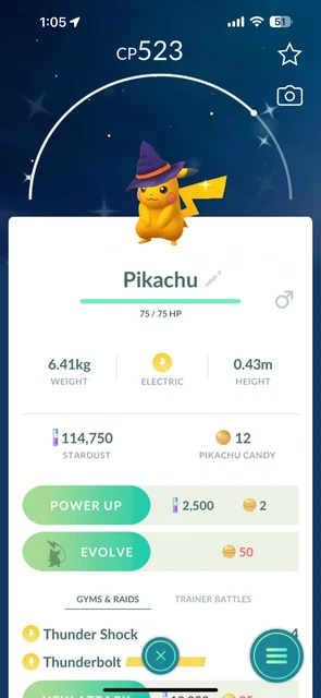 POKÉMON GO | Shiny Pikachu Witch Hat Costume | Registered or 30 Days Friendships $7.45 - PicClick CA
