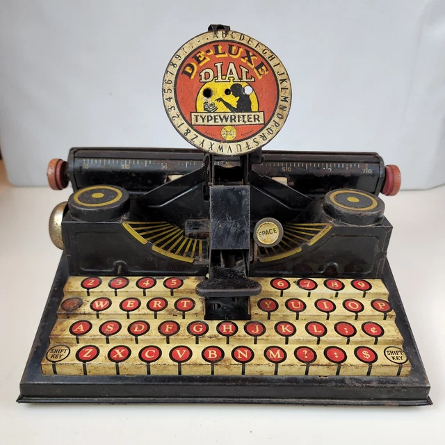 1950'S MARX DE-LUXE Dial Typewriter Litho Tin Toy Pressed Steel Keys £ ...
