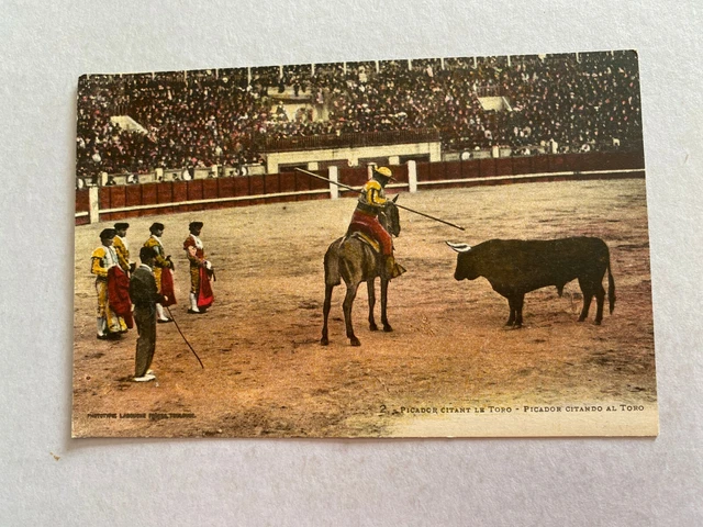 BULLFIGHTING POSTCARD CORRIDA De Toros Picador Citando Al Toro Spain ...