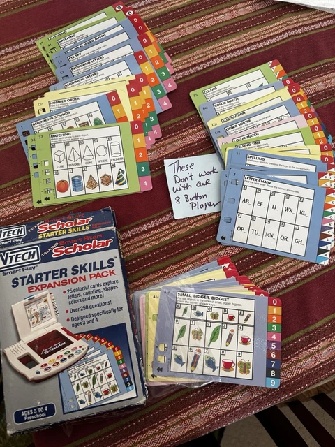VINTAGE VTECH SUPER skills cards Expansion Set + For 9 Button Talking ...