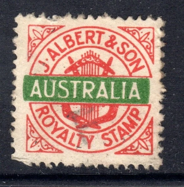 VINTAGE AUSTRALIAN MUSIC royalty revenue stamp 78 records - J. Albert ...