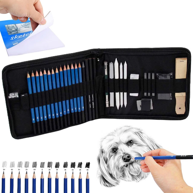 33PCS PROFESSIONAL ARTIST Pencils Set Drawing Sketching Art Kit For ...
