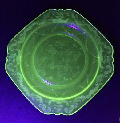 VTG VASELINE GREEN Depression Glass Madrid Pattern Federal Glass Co ...