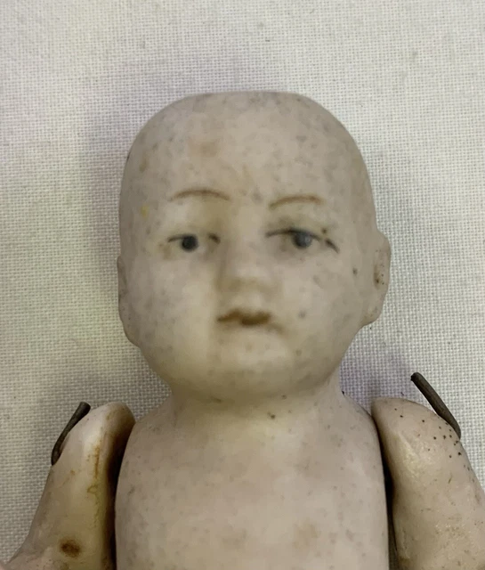 ANTIQUE ALL BISQUE Baby Wire Jointed Limbs Open Head Chipped Leg ...