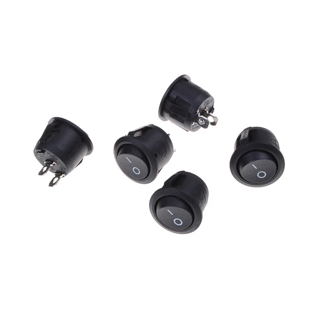 5 X CAR 12V ON/OFF Round Rocker Boat Toggle Switch Push Button Black YP ...