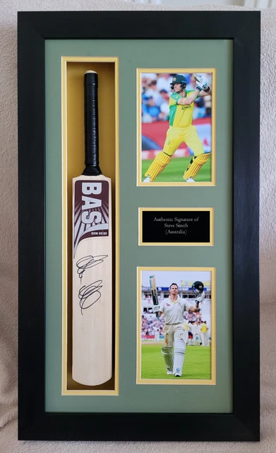 AUSTRALIAN CRICKET GREAT STEVE SMITH Signed Bat Frame £175.00 - PicClick UK