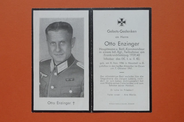 WW2 GERMAN DEATH Card Officer Captain Battalion Commander EK1 & 2 ...