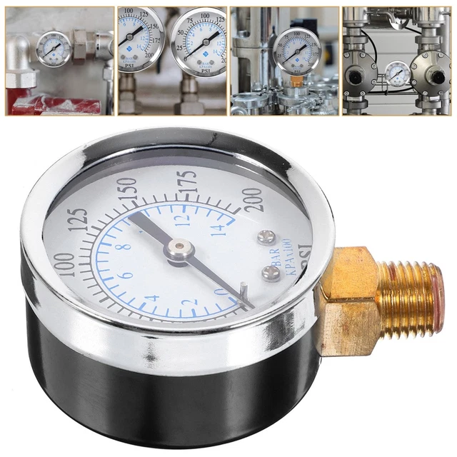 0-200 PSI 0-14 Bar Compressor Compressed Air Pressure Gauge NPT ...