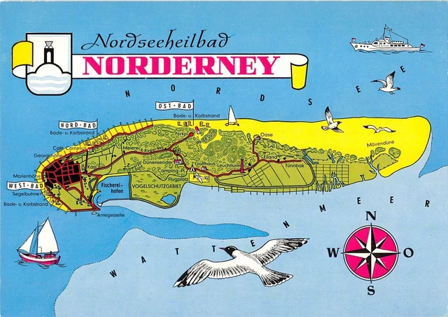 B99043 NORDERNEY NORDSEEHEILBAD germany maps cartes geographiques EUR 5 ...