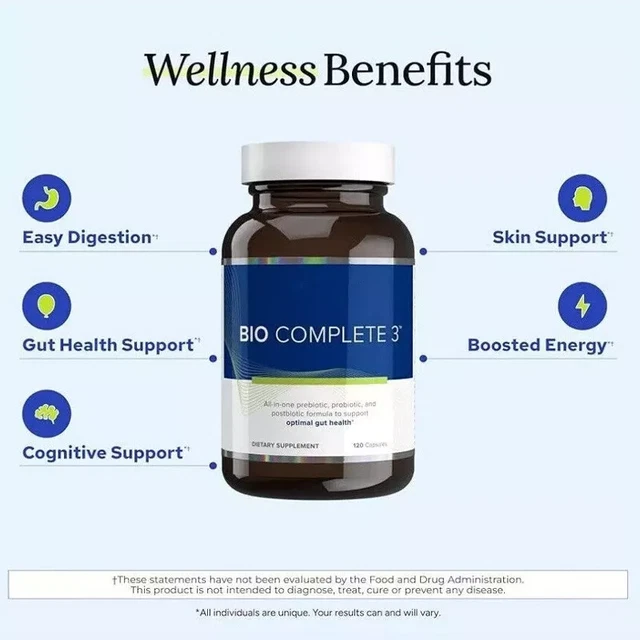 BIO COMPLETE 3 Capsules Prebiotic Probiotic Postbiotic Supplement ...