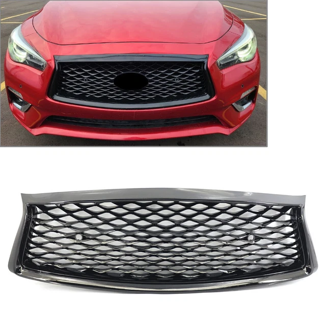 HONEYCOMB FRONT BUMPER Center Upper Mesh Grille Fit Infiniti Q50 Q50S ...