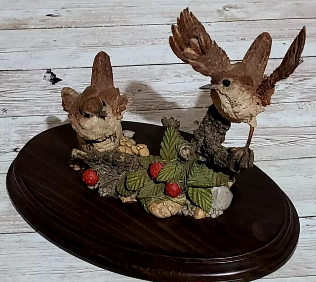 COUNTRY ARTISTS WREN and Young No.CA442 Rare Wrens Figurine on Wooden ...