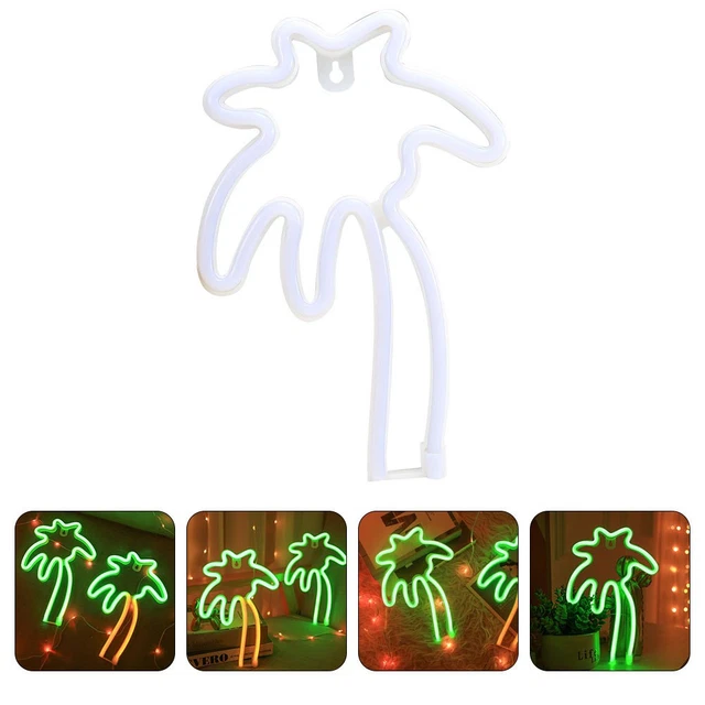 NEON LAMP PALM Tree Shape USB or Battery Powered Neon Light Sign Decor ...