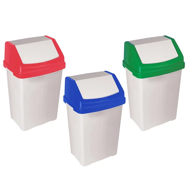 50L LARGE PLASTIC Dustbins With Lid Swing Top For Kitchen Waste Bin ...